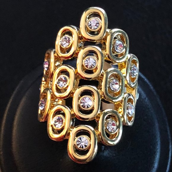 Camille Lucie | Jewelry | Gold Crystal Knuckle Statement Ring Camille ...